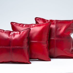 Red Leather Pillow Cover - Etsy