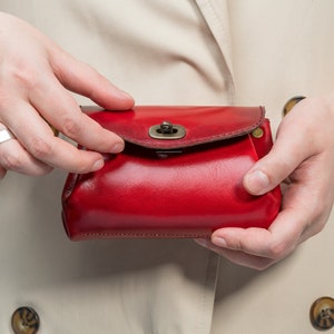 Small Red Leather Purse for Women - Etsy