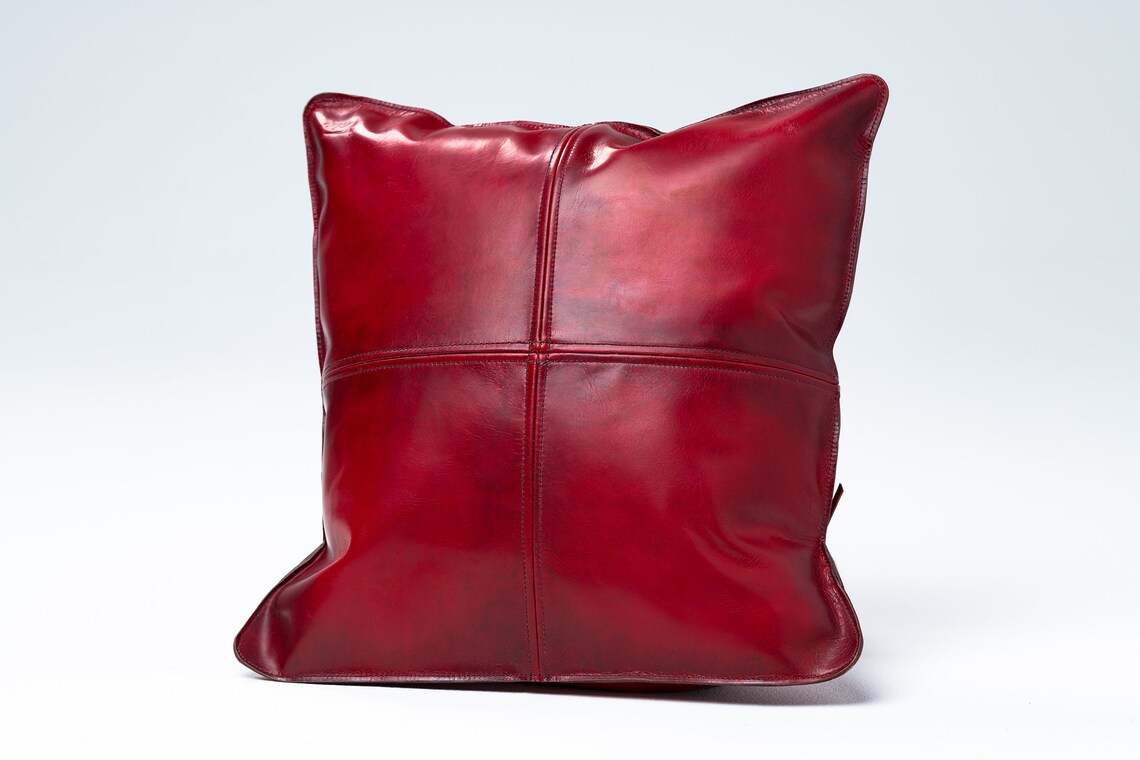 Red Leather Pillow Cover - Etsy