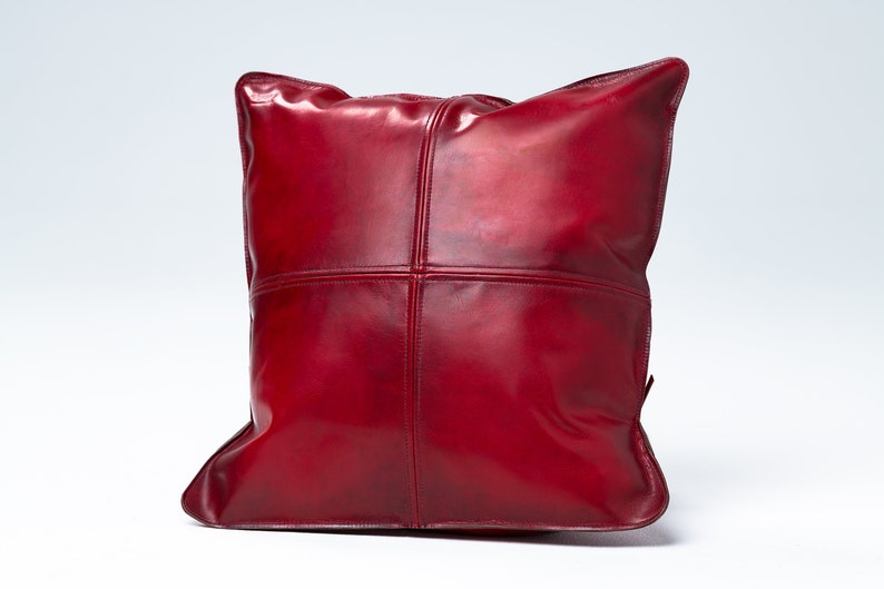 Red Leather Pillow Cover - Etsy