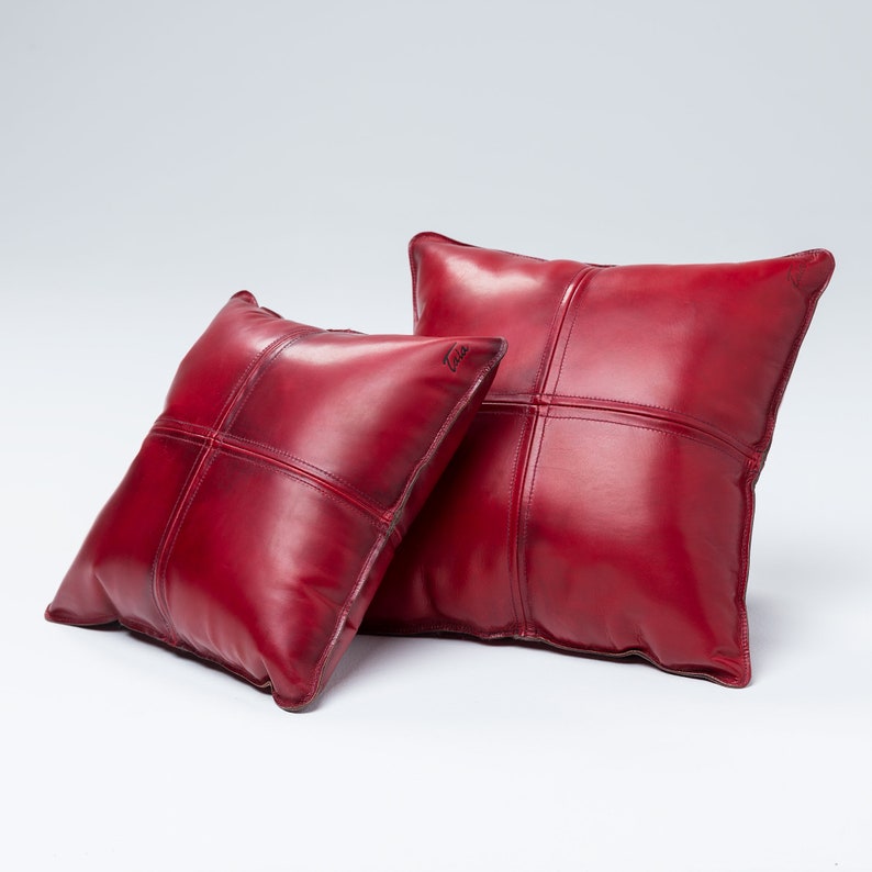 Red Leather Pillow Cover - Etsy
