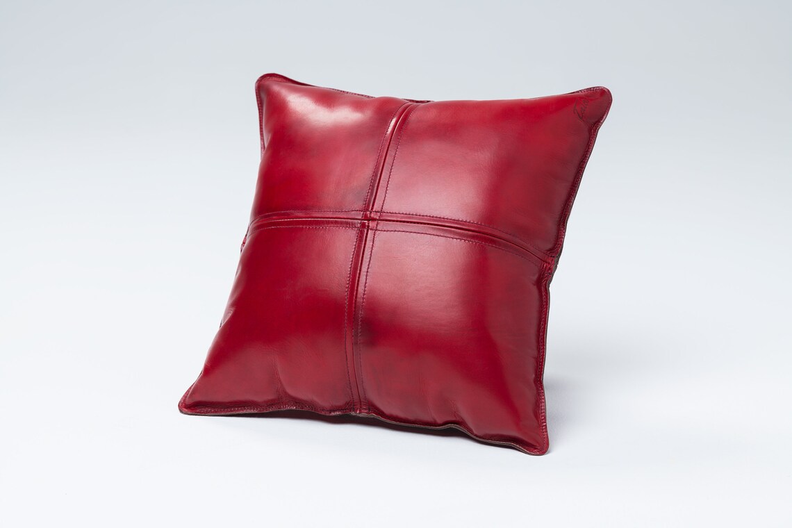 Red Leather Pillow Cover - Etsy