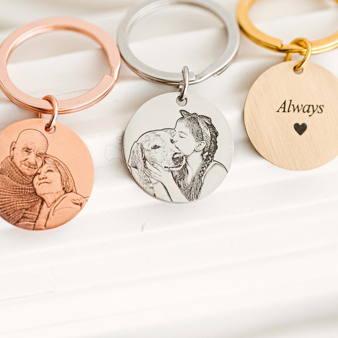 Photo Keychain • Engraved Keychain • Best Friend Keychain • Custom Text ...