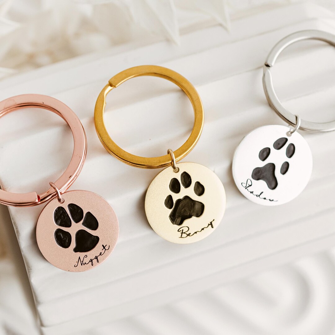 Paw Print Keychain • Dog Paw Keychain • Dog Memorial Gift • Cat Paw ...