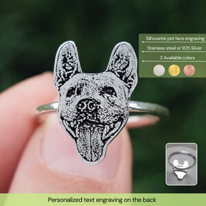 Dog Photo Ring, Pet Face Engraving Ring, Dog Memorial Ring, Cat ...