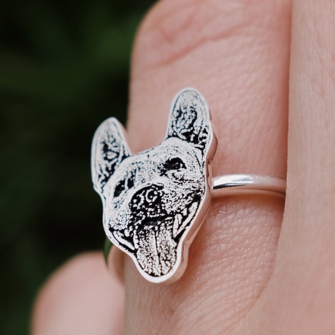 Custom Pet Portrait Ring • Dog Memorial Gift • Dog Photo Ring • Pet ...