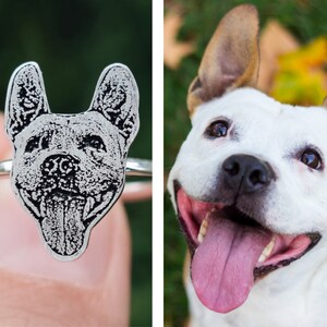 Dog Photo Ring, Pet Face Engraving Ring, Dog Memorial Ring, Cat ...