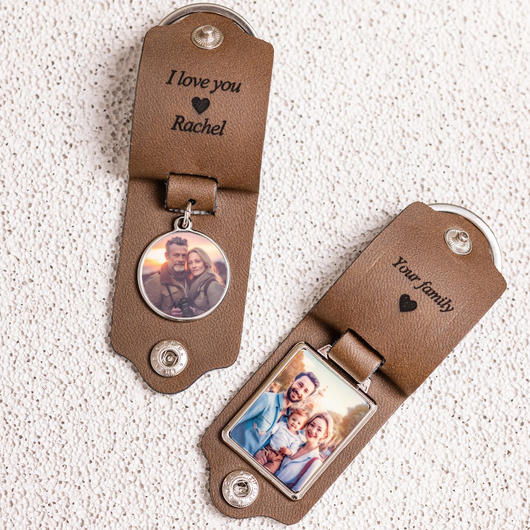 Photo Keychain Custom Leather Keychain Custom Keychain Leather Photo ...