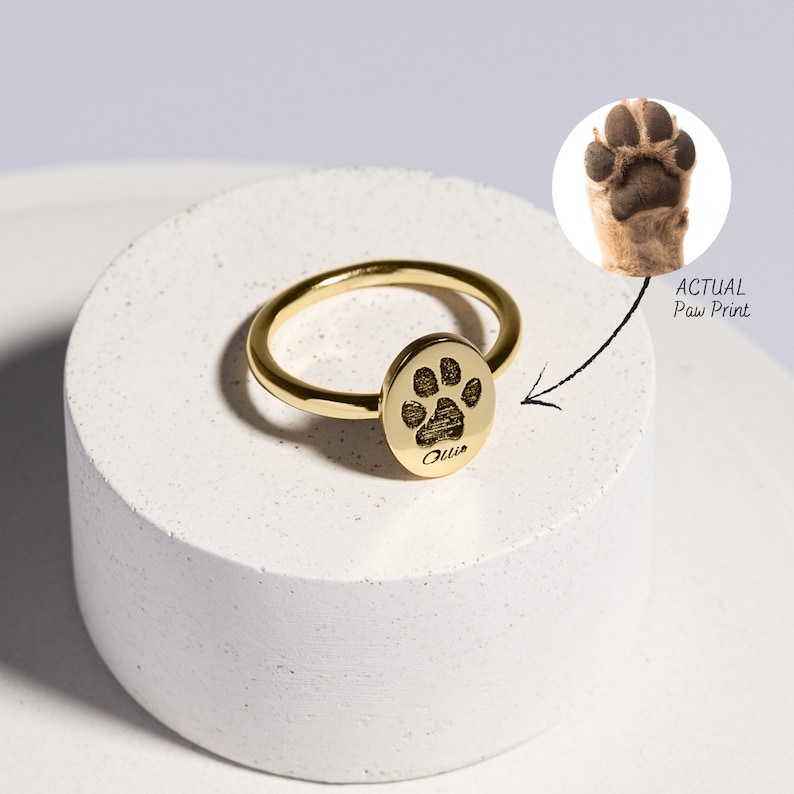 Paw Print Ring Personalized Paw Print Ring Pet Memorial - Etsy