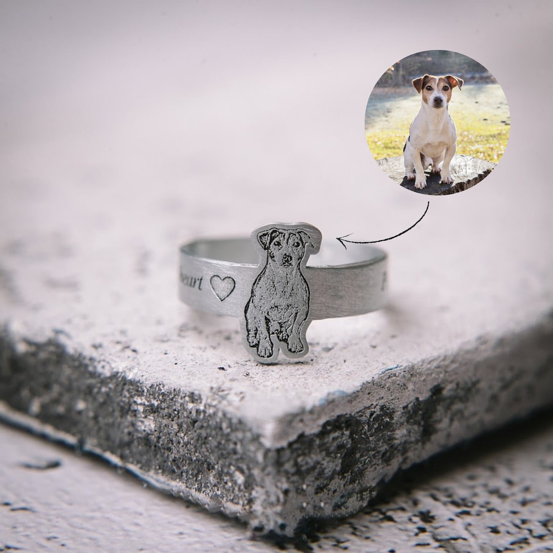 Dog Photo Engraving Ring, Dog Memorial Ring, Cat Memorial Ring ...