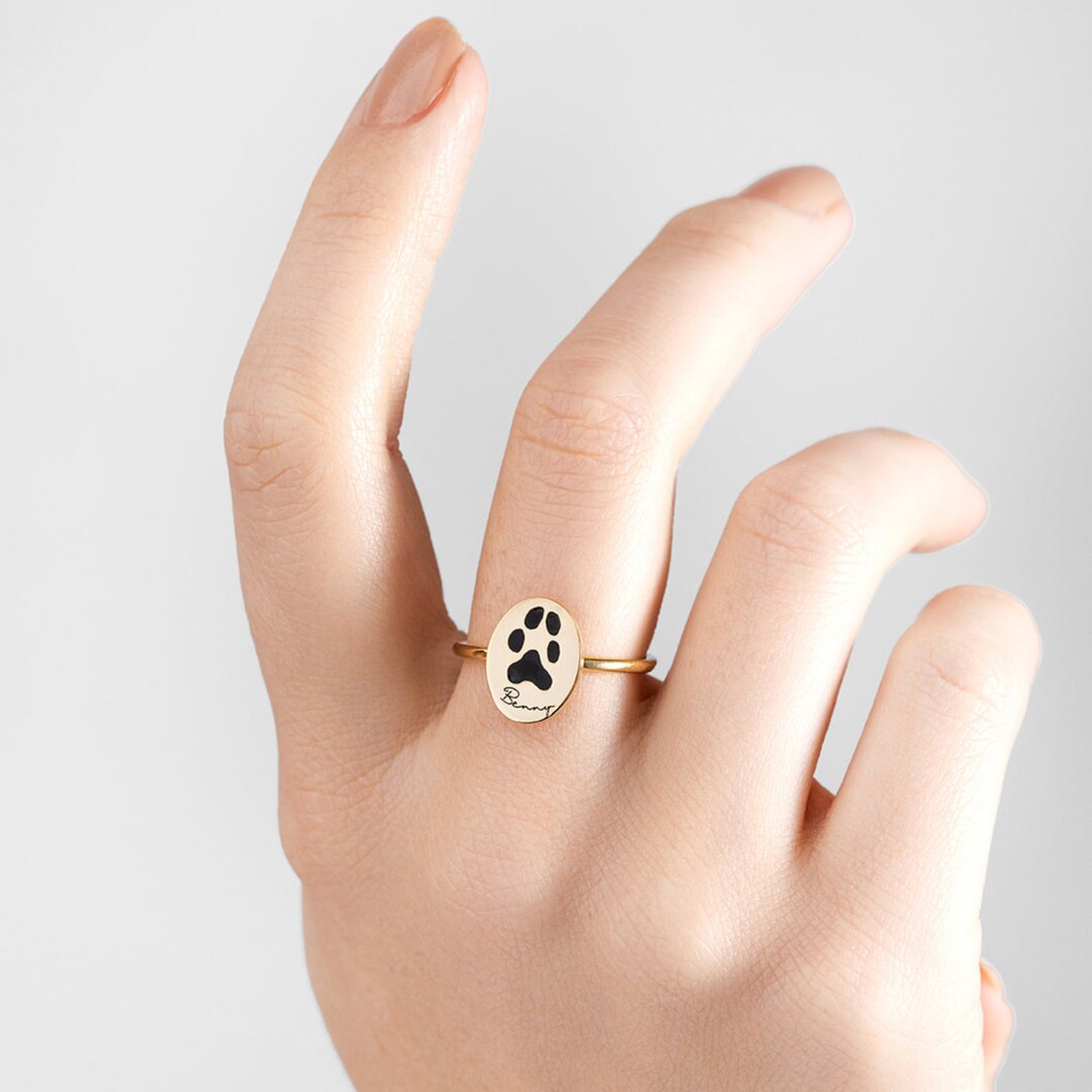Paw Print Ring Personalized Paw Print Ring Pet Memorial Ring ...