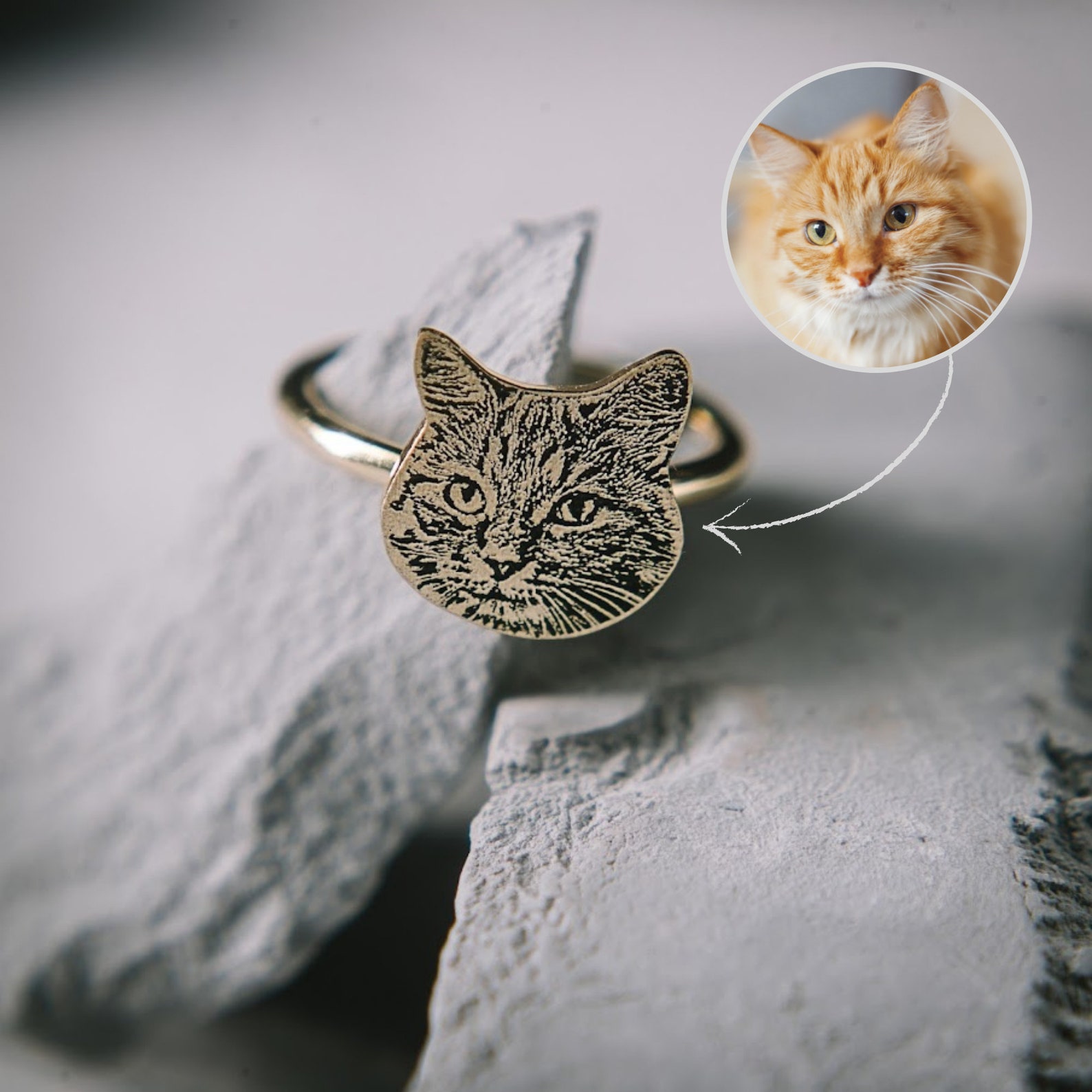 Dog Photo Ring Pet Face Engraving Ring Dog Memorial Ring - Etsy