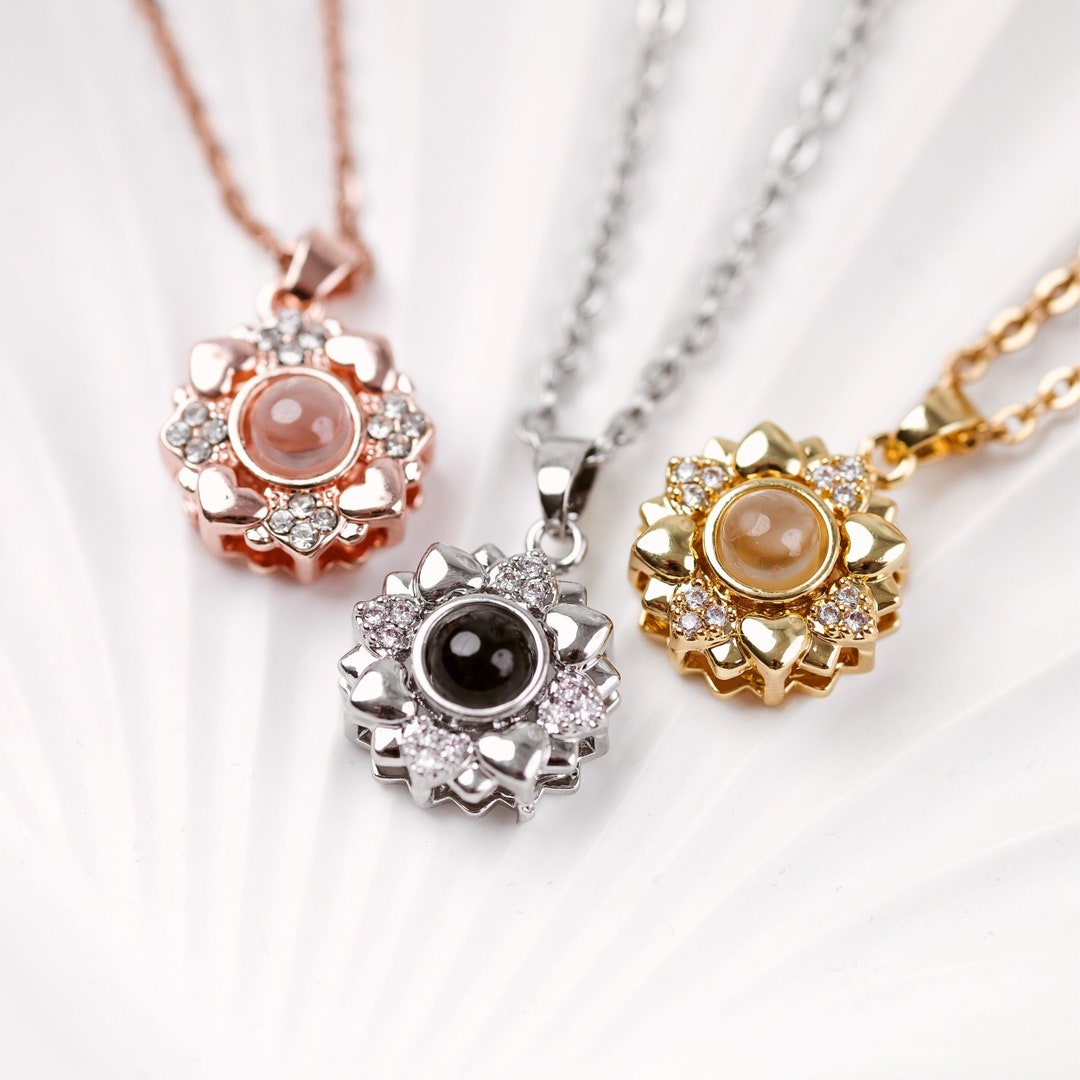 Photo Projection Necklace Sunflower Necklace Picture Necklace Daisy ...