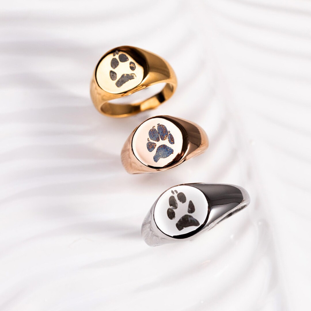Paw Print Ring • Personalized Paw Print Ring • Pet Memorial Ring ...