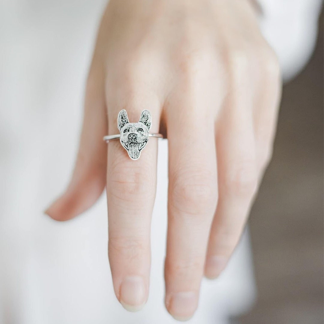 Dog Photo Ring, Pet Face Engraving Ring, Dog Memorial Ring, Cat ...