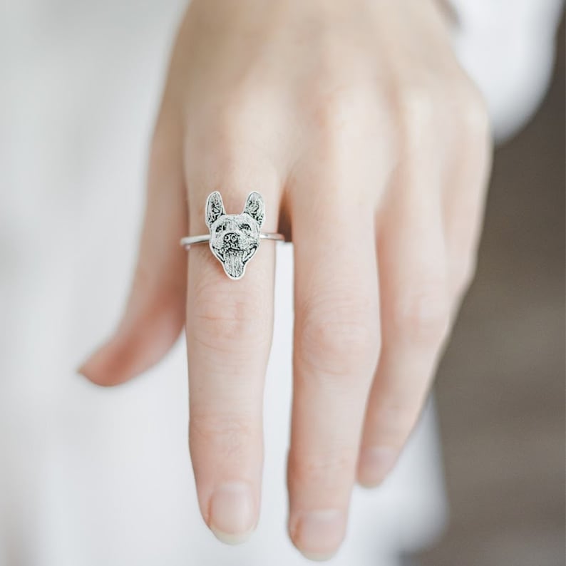 Dog Photo Ring Pet Face Engraving Ring Dog Memorial Ring - Etsy