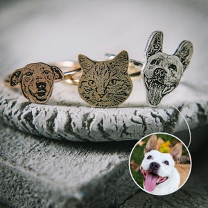 Dog Photo Ring Pet Face Engraving Ring Dog Memorial Ring - Etsy