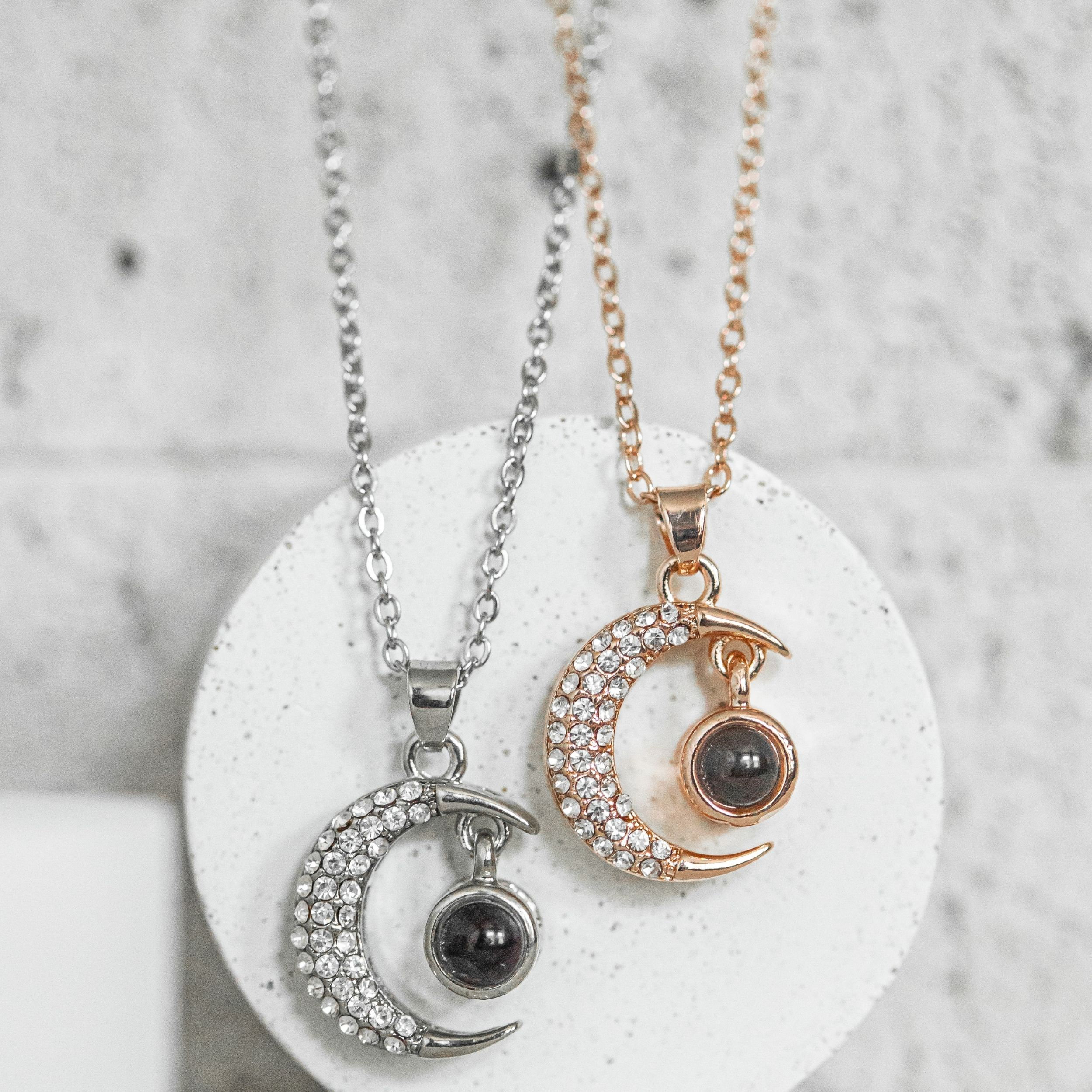 Projection Moon Necklace Photo Projection Necklace Photo | Etsy