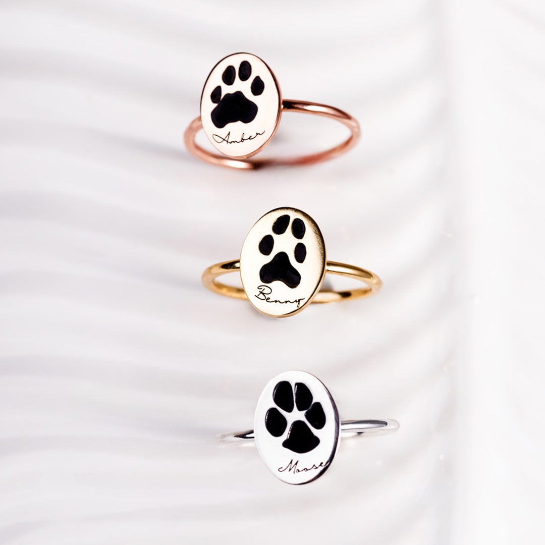 Paw Print Ring Personalized Paw Print Ring Pet Memorial Ring ...