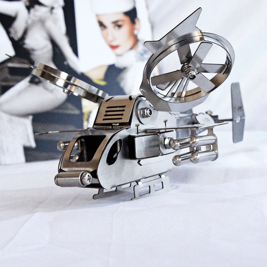 Metal Fighter Helicopter Metal Sculpture Mechanical Figurine Handmade ...