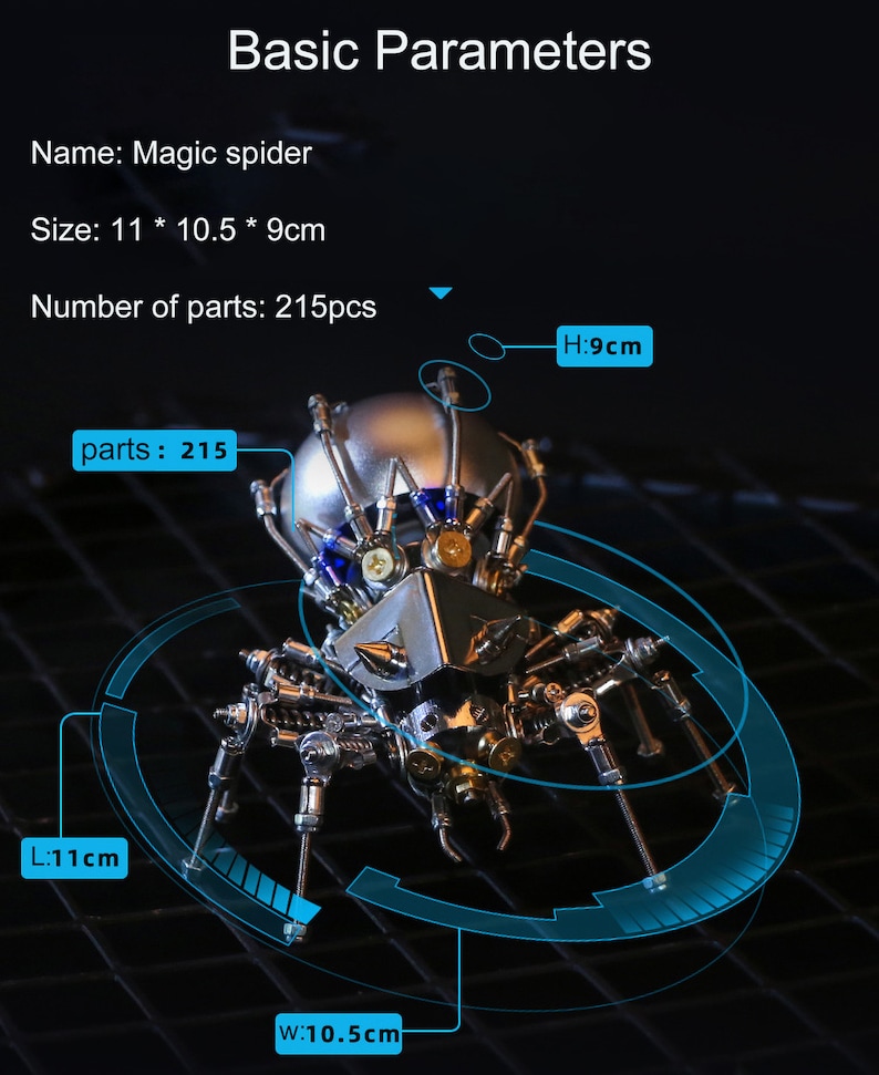Spider Bluetooth Speaker Mechanical Metal Sculpture Insect Figurine ...