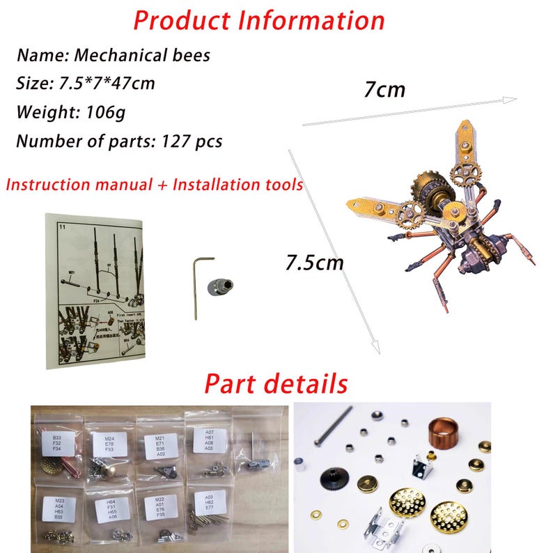 Mechanical Bee 3D Puzzle, Steampunk Bumblebee DIY Kit - Etsy