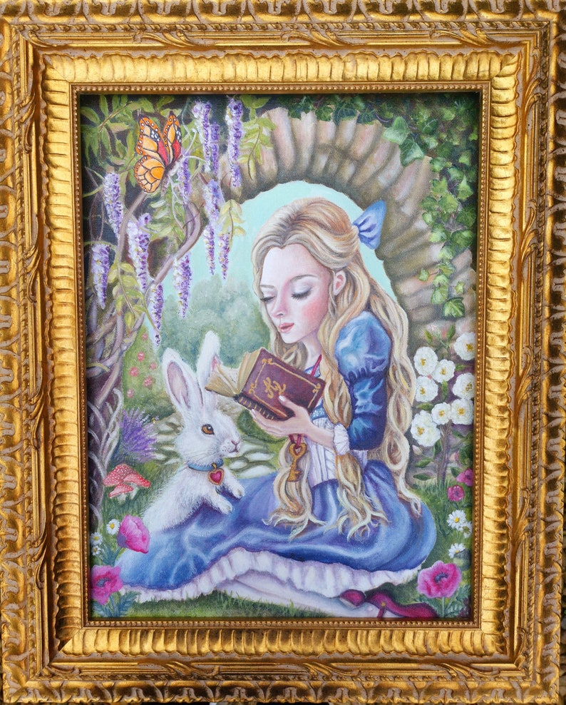 Alice in Wonderland Painting, Wonderland Art, Alice and White Rabbit ...