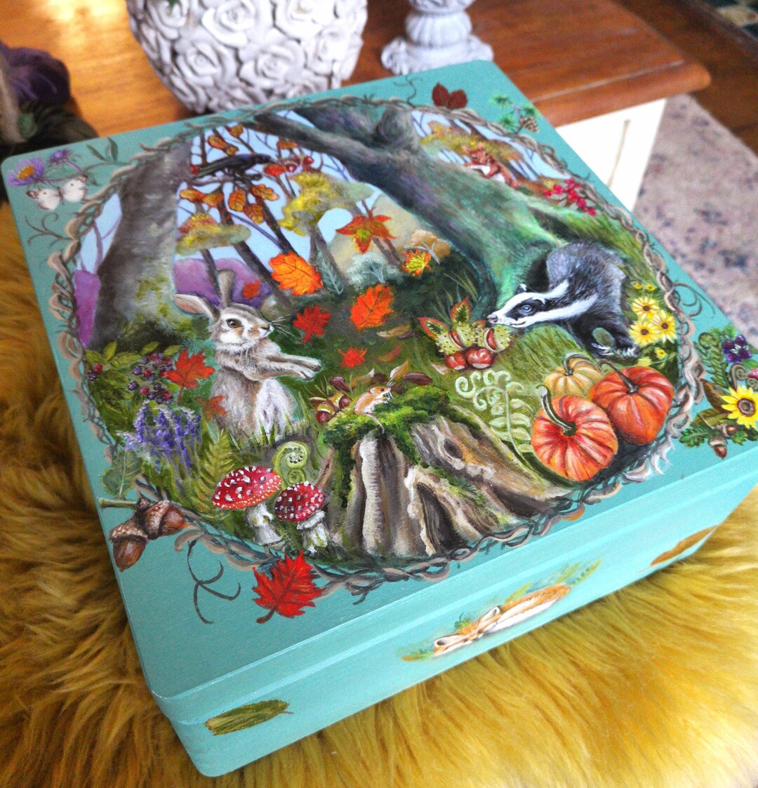 SOLD Unique Hand Painted Box Unique Decorative Box Keepsake Box One of ...