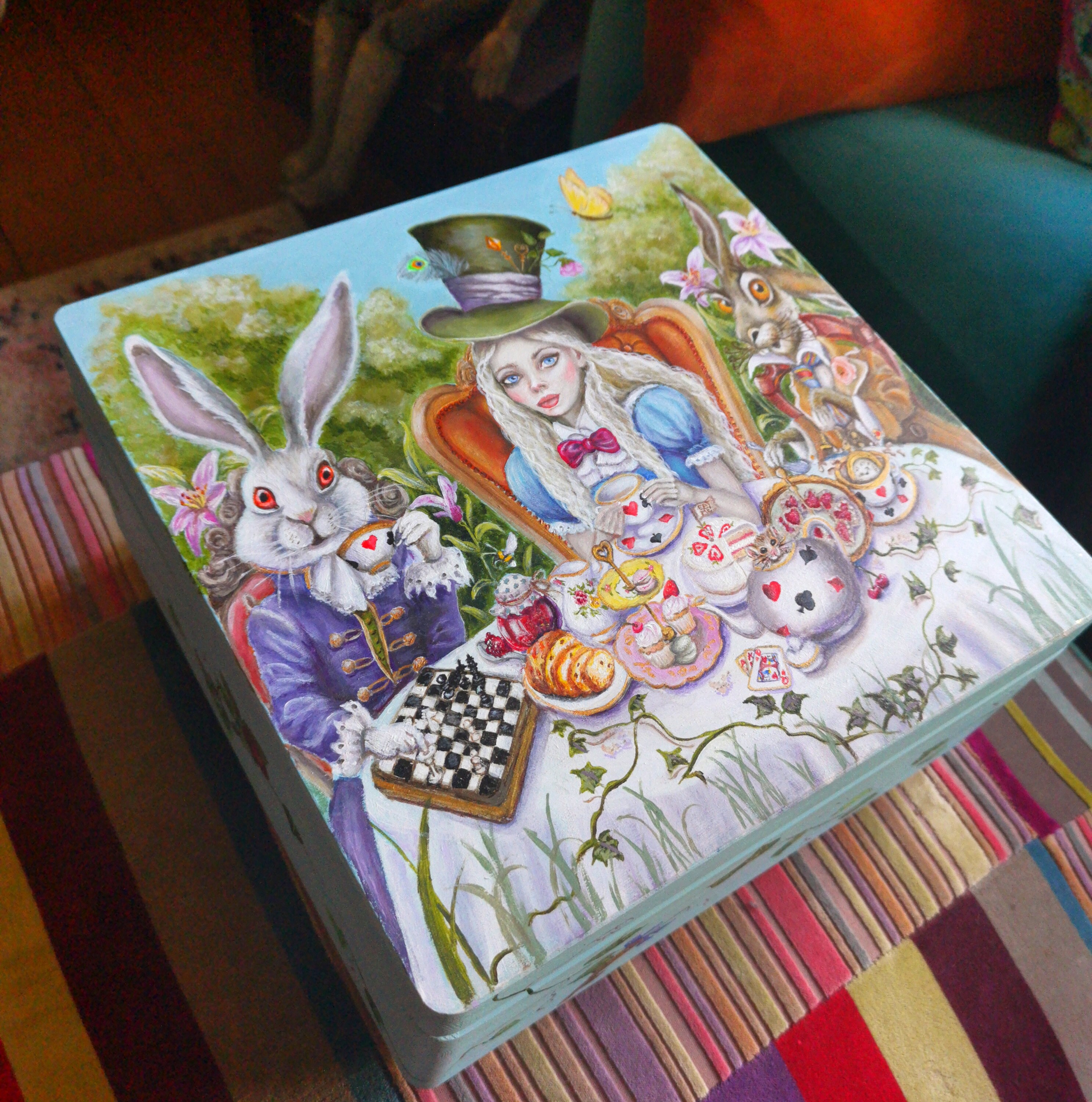 Alice in Wonderland Hand Painted Box, Unique Alice Art, Alice Jewellery ...