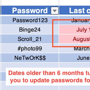 Password Manager Excel Template - Etsy