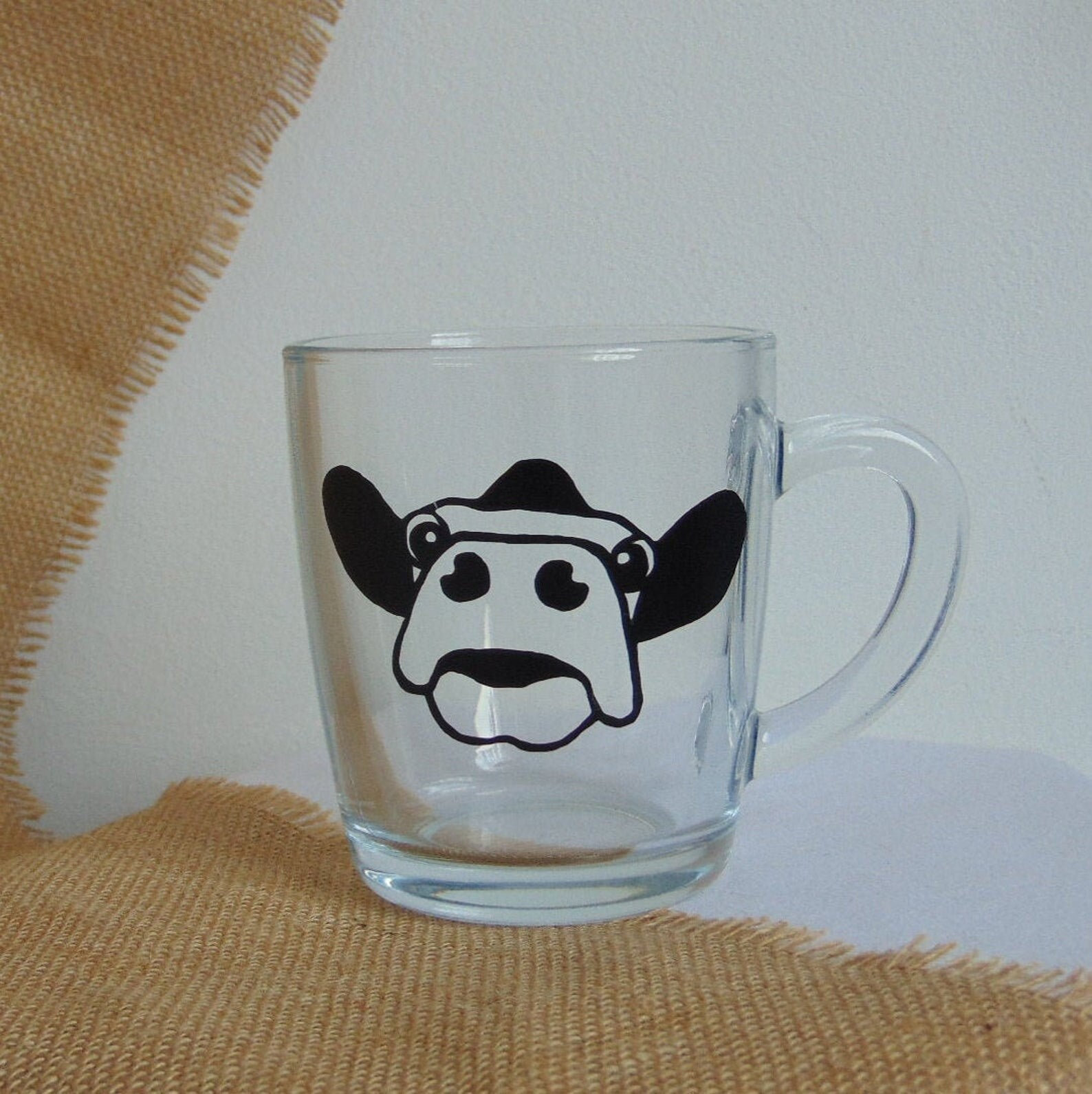 Cow Design Glass Mug Cow Mug, Cow Gift, Cow Lover, Countryside Mug ...