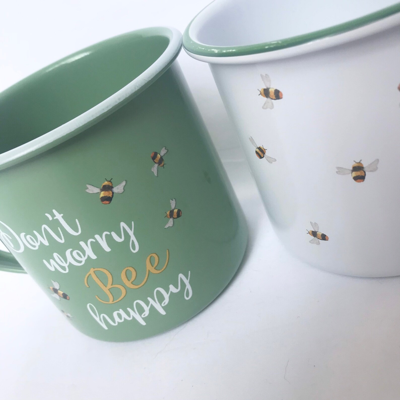 Set of 2 Bumble Bee Design Tin Mug White Mug Bee Mug - Etsy UK