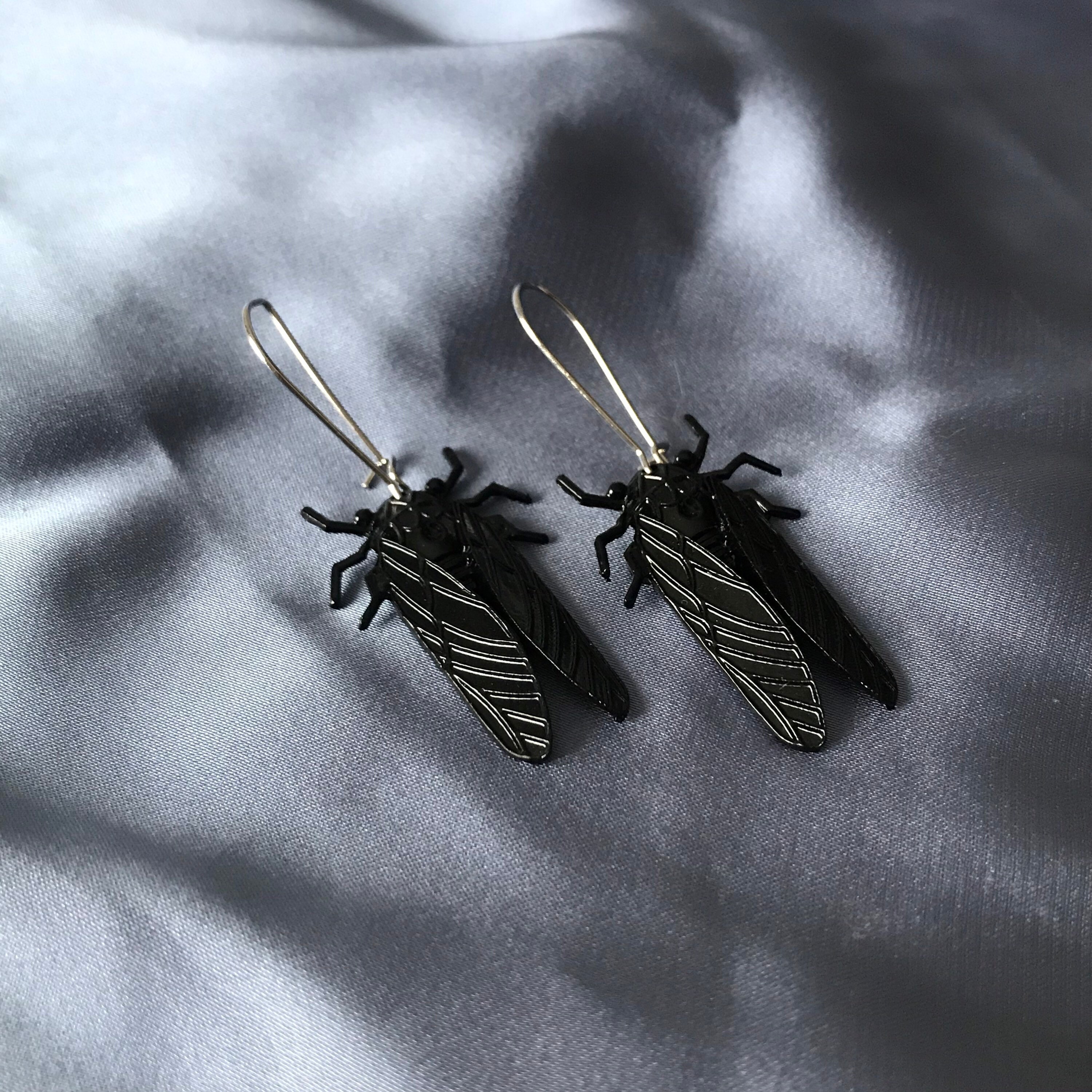 Black Insect Drop Earrings Bug Earrings Insect Jewellery | Etsy