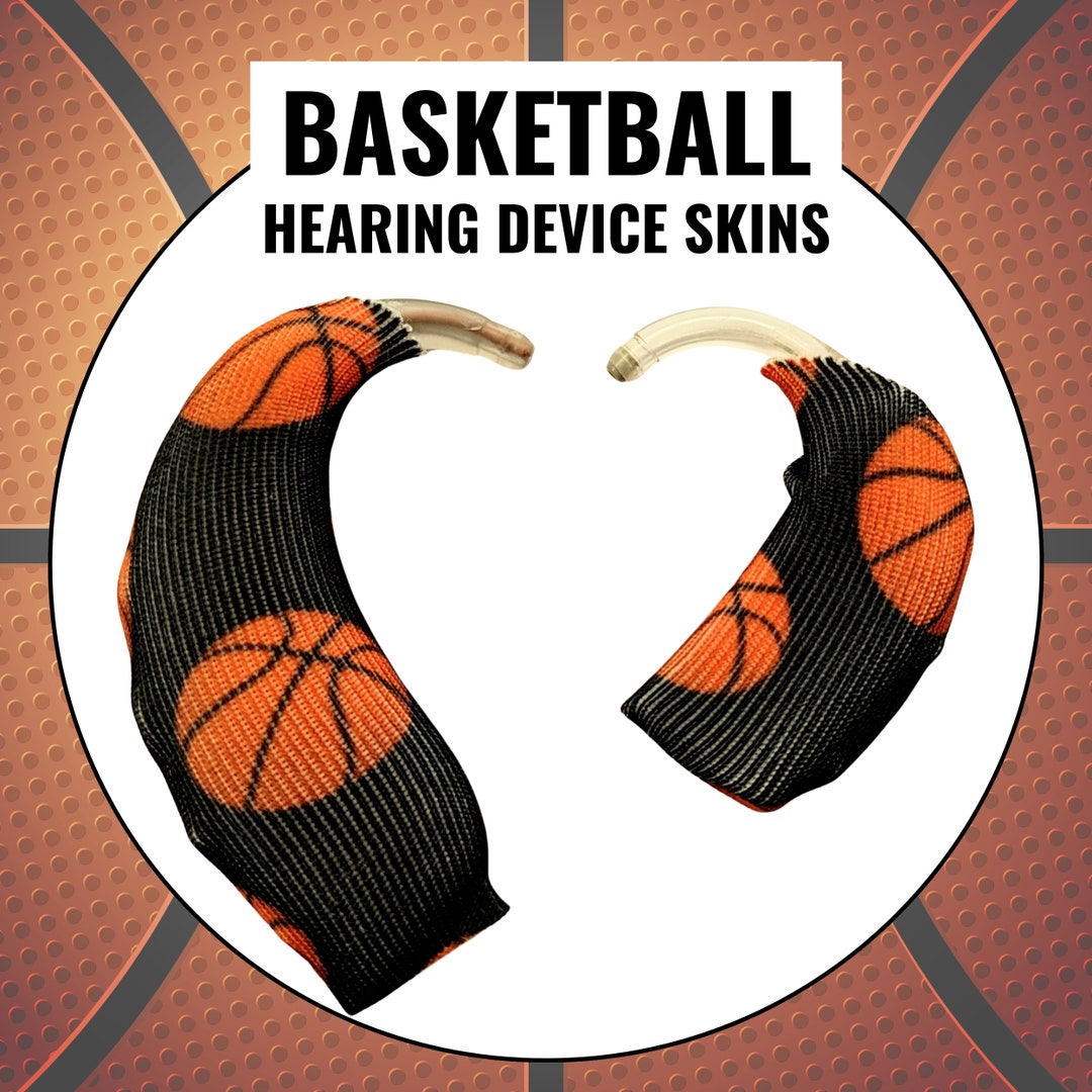 BASKETBALL PRINT Hearing Aid Skin | Hearing Aid Sleeve | Hearing Aid ...