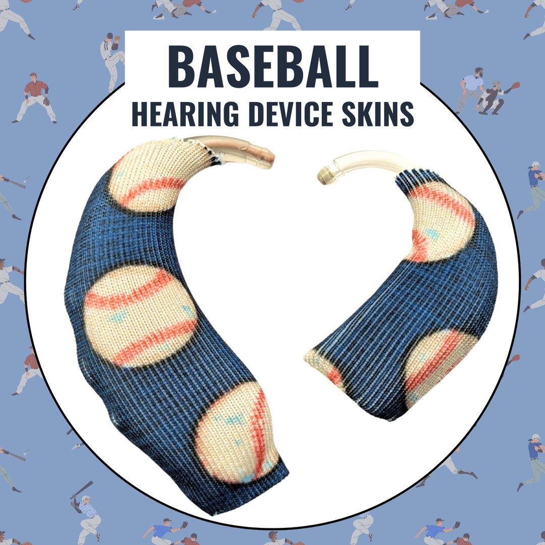 BASEBALL PRINT Hearing Aid Skin | Hearing Aid Sleeve | Hearing Aid ...