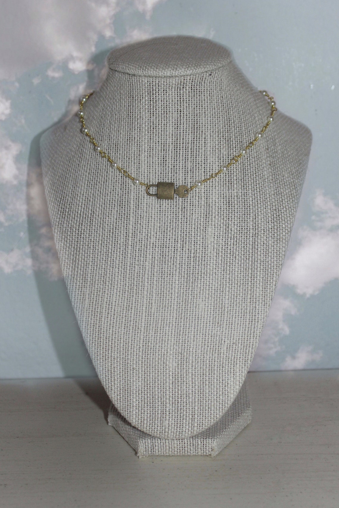 Lock and Key Choker Lock and Key Pearl Choker Trendy Lock | Etsy