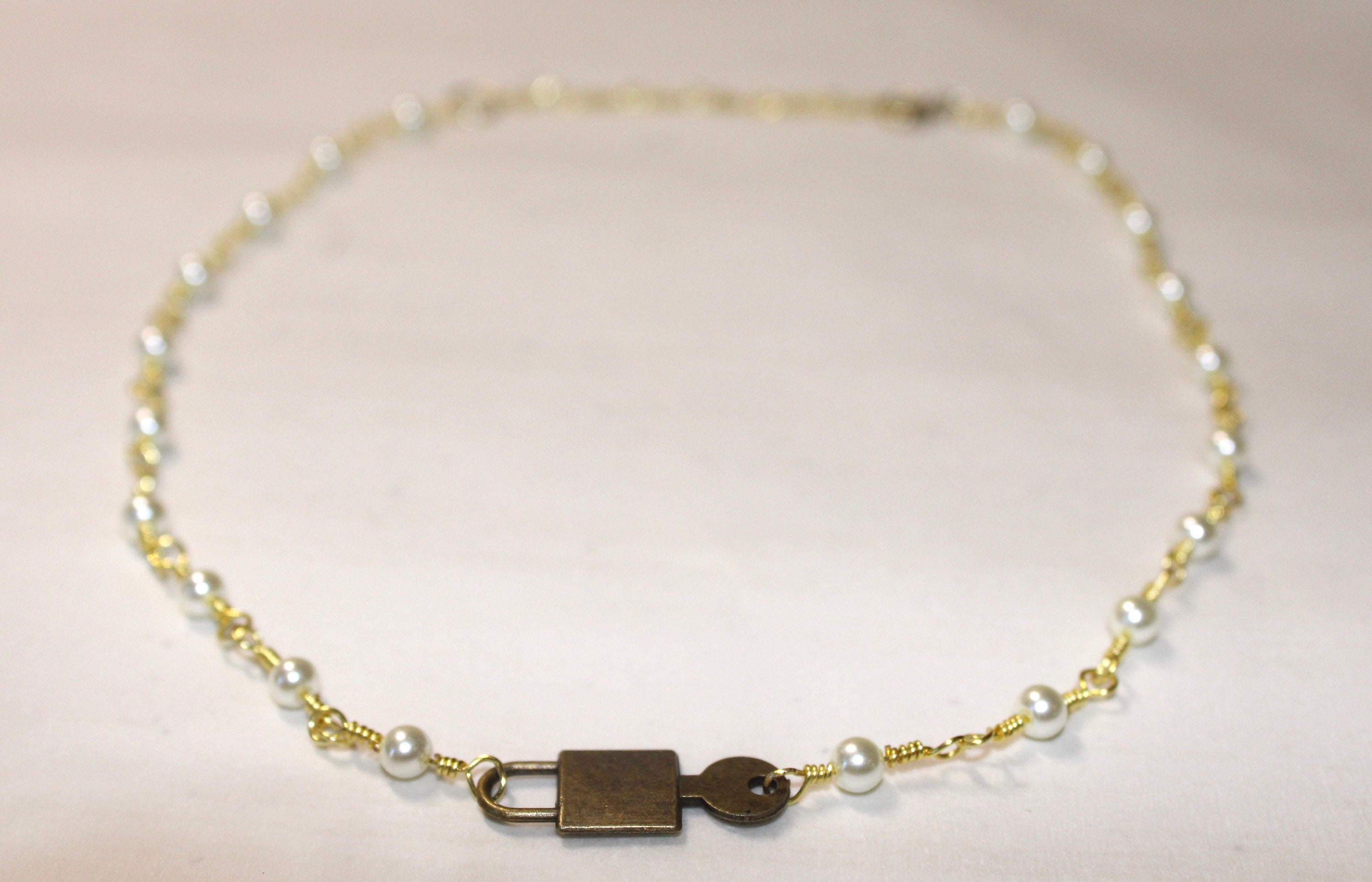Lock and Key Choker Lock and Key Pearl Choker Trendy Lock | Etsy