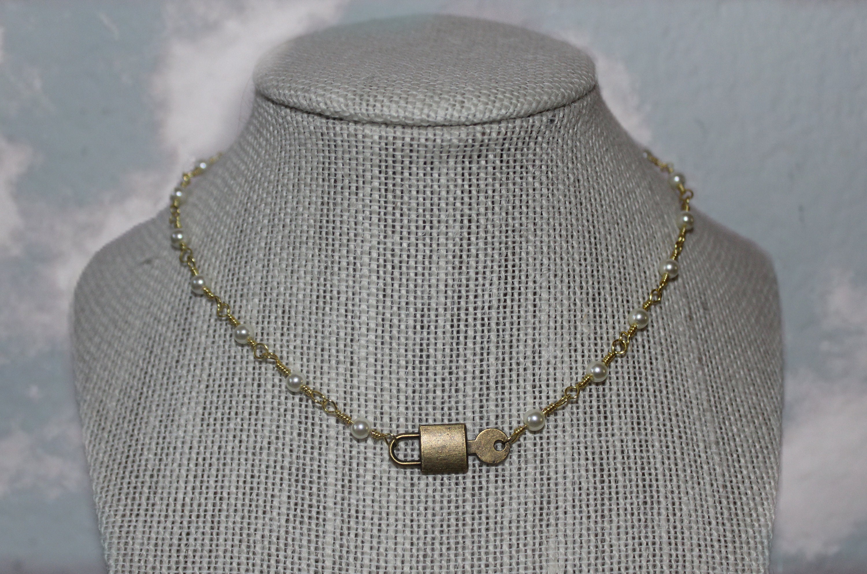 Lock and Key Choker Lock and Key Pearl Choker Trendy Lock | Etsy