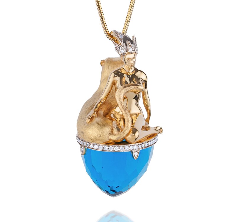 Goddess Panther Necklace - Gold Goddess Pendant - Leo Panther Necklace ...