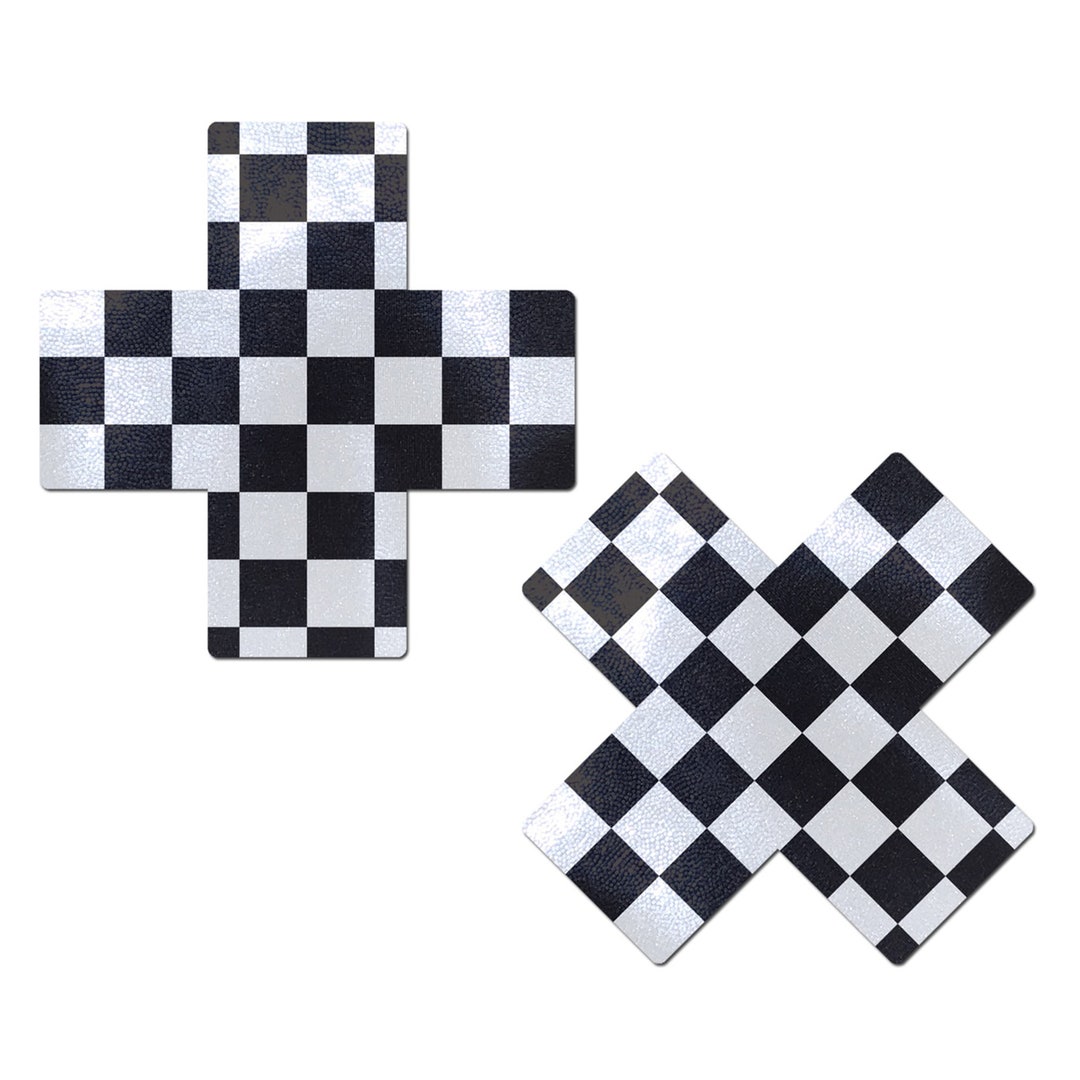 SALE Plus X: Black & White Checker Cross Nipple Pasties by Pastease® O ...