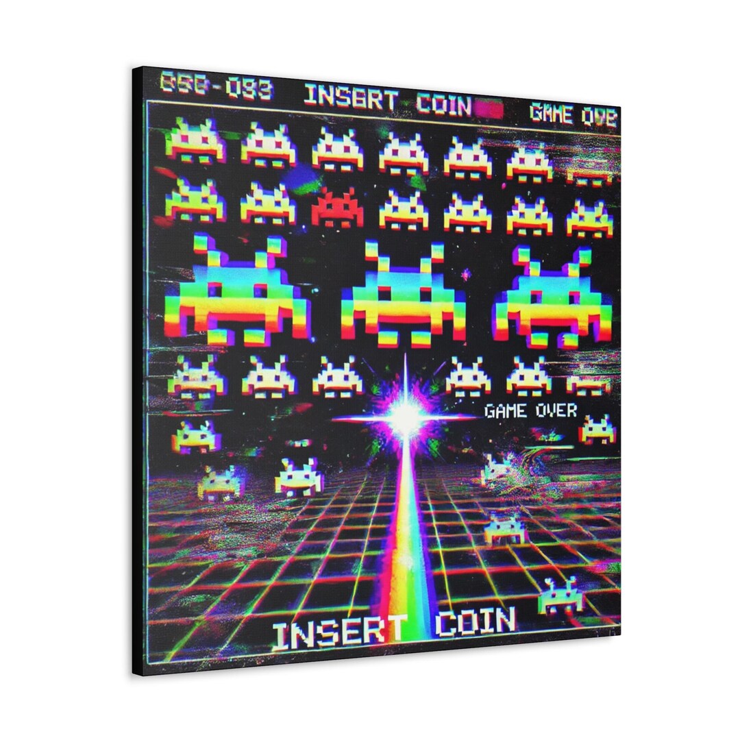 Glitch Art Space Invaders Print - Retro Arcade Wall Art, Pixel Art ...
