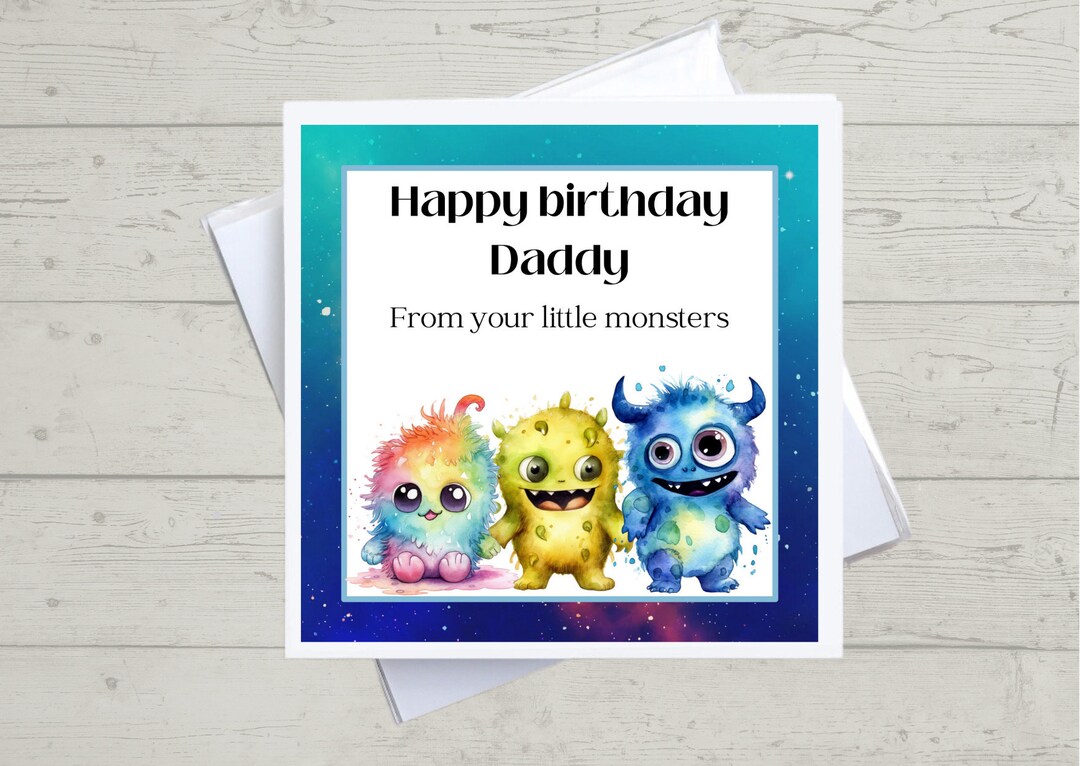 Personalised Little Monsters Greeting Card, Handmade Card, Birthday ...