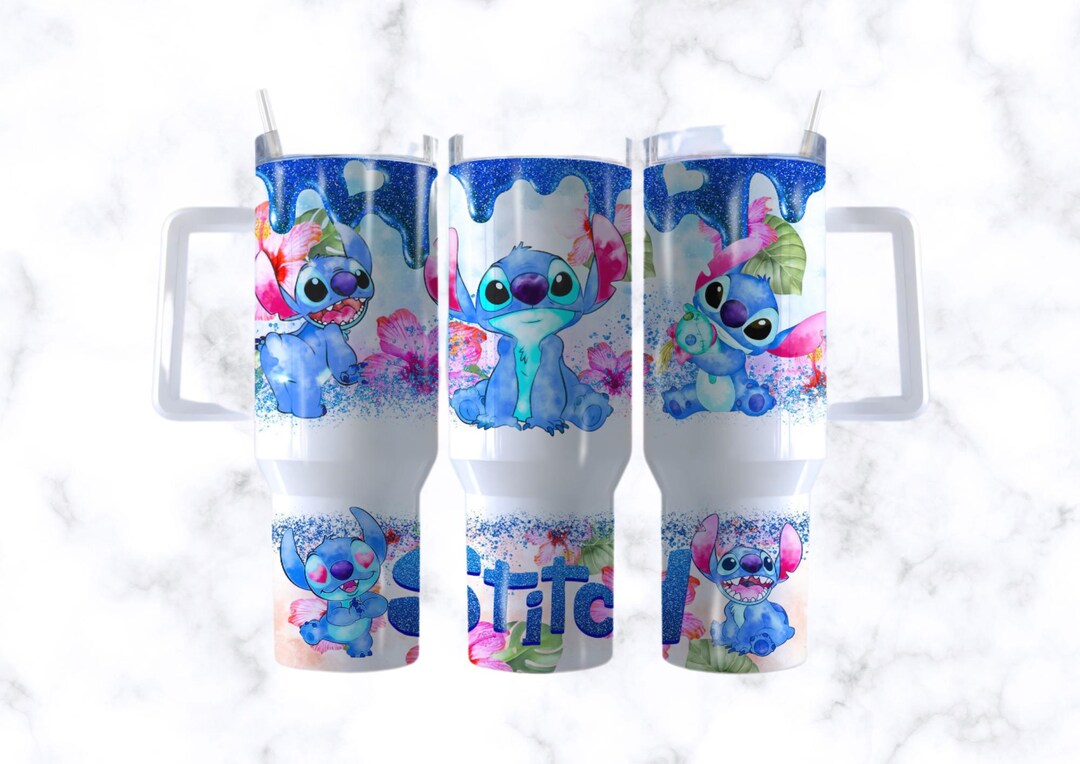 Stitch and Angel, Printed Stanley Style Water Cup, Beaker, - Etsy UK