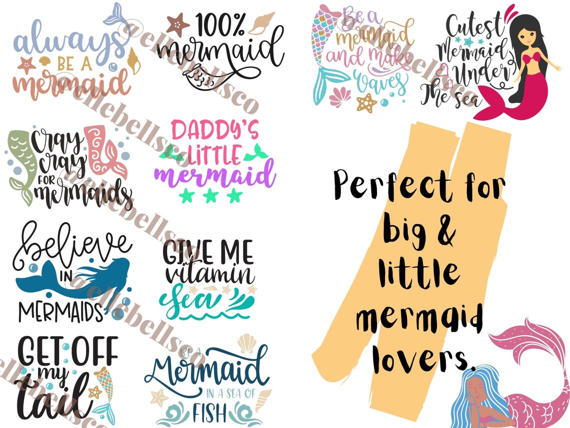 Mermaid SVG Bundle Mermaid Bundle SVG Files SVG Files for | Etsy