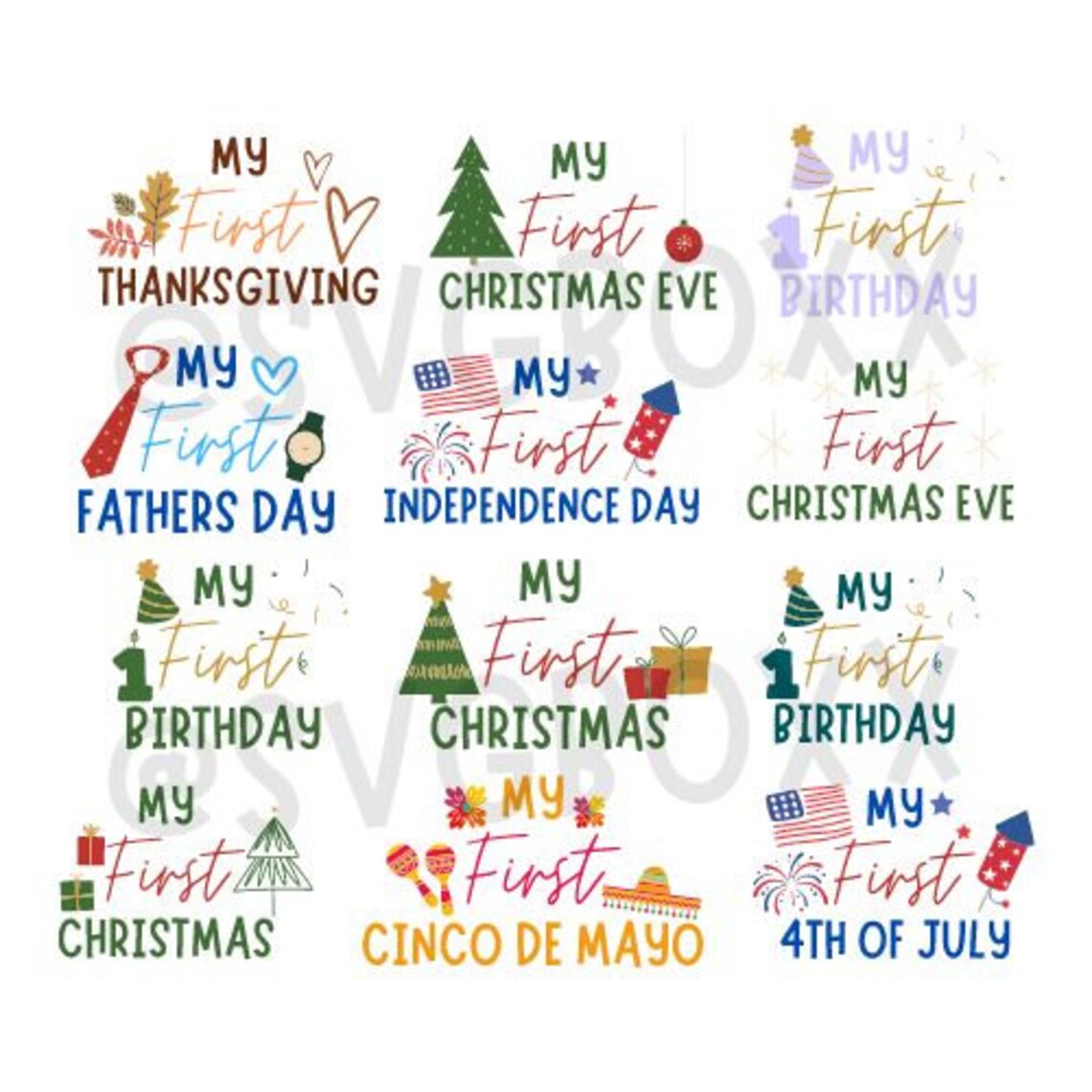 My First Holidays SVG Bundle Baby's First Holidays SVG Files First Xmas ...