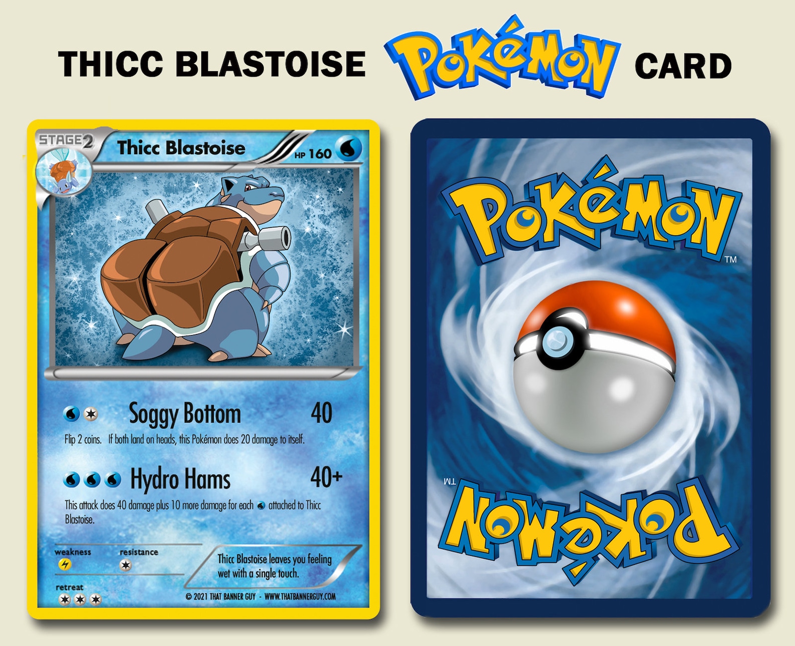 Thicc Pokemon 4 Card Set Custom Pokemon Cards Limited | Etsy