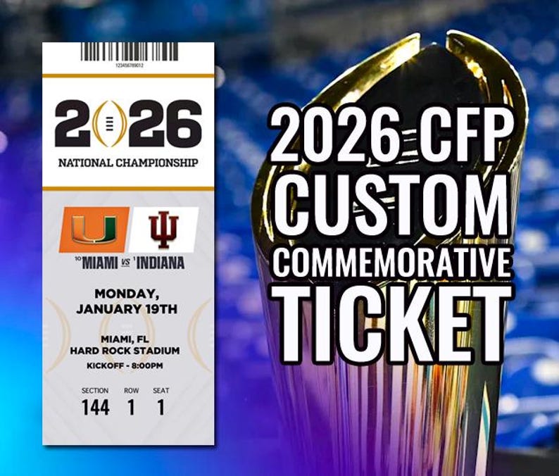 2026 CFP National Championship - Custom Commemorative Ticket - Etsy