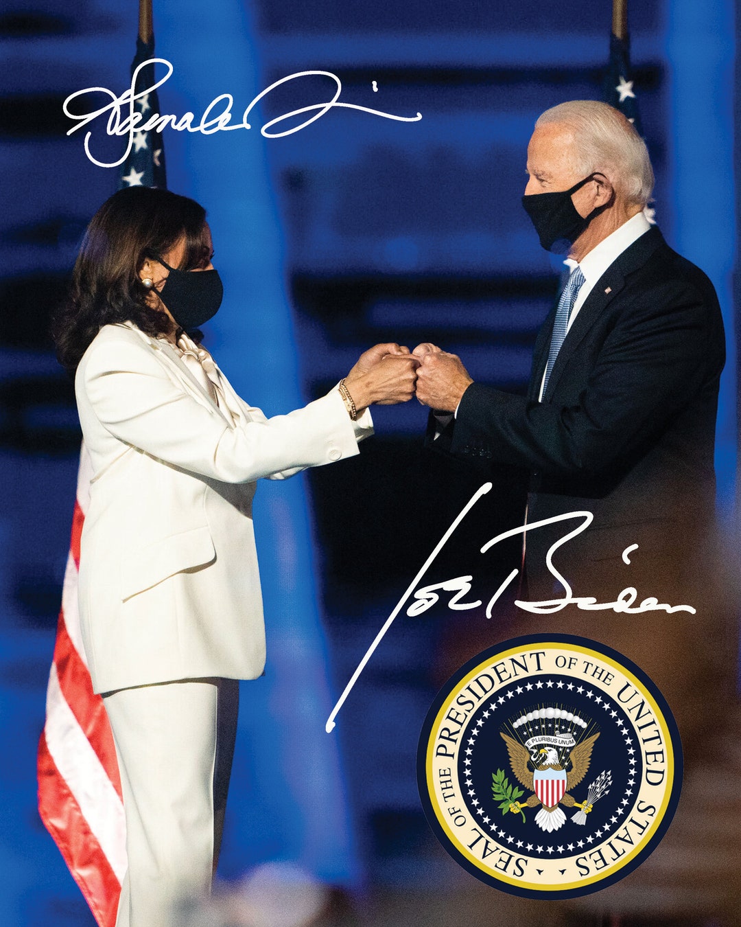 Joe Biden / Kamala Harris - Commemorative 8x10 W/ Facsimile Autographs ...