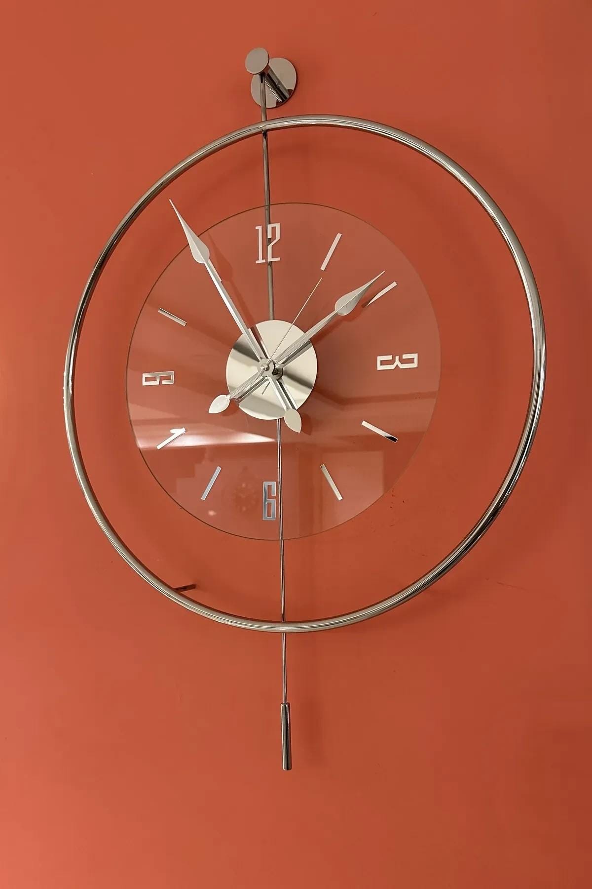 Premium Real Chrome Stainless Steel Decorative Wall Clock Genuine Glass ...