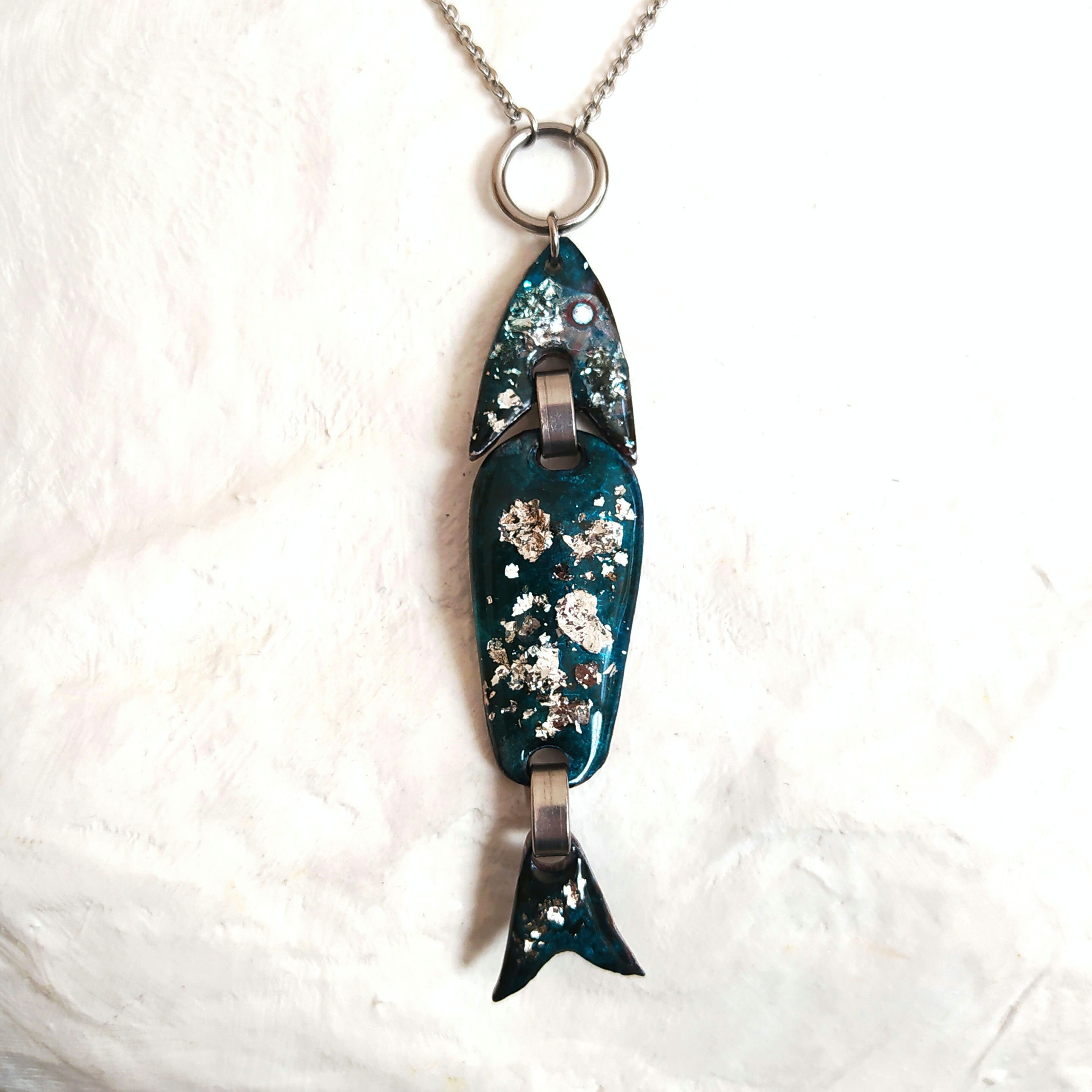 Blue Fish Pendant Necklace Fishing Jewelry Articulated Fish - Etsy